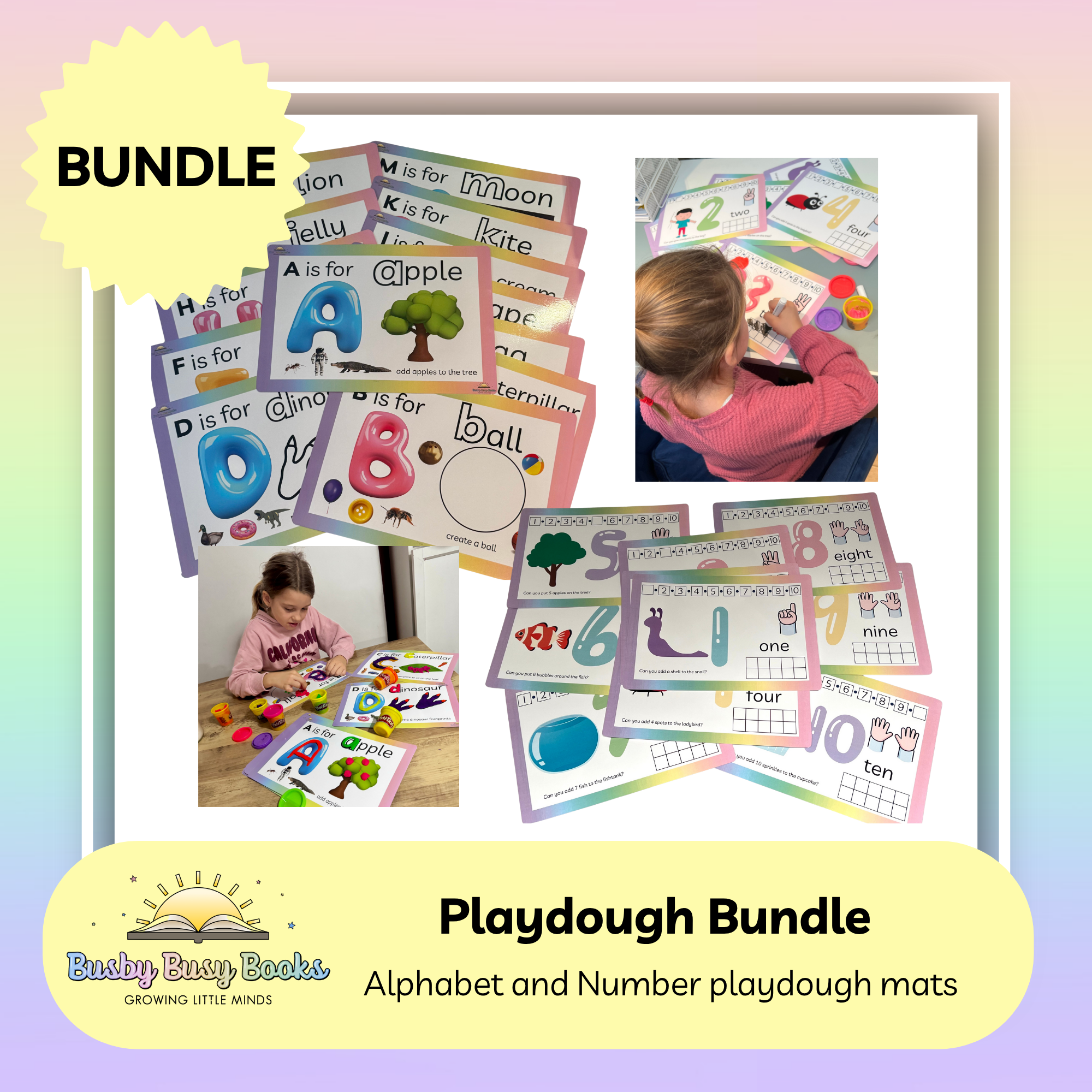 Bundle Playdough Mats - number & alphabet – Busby Busy Books