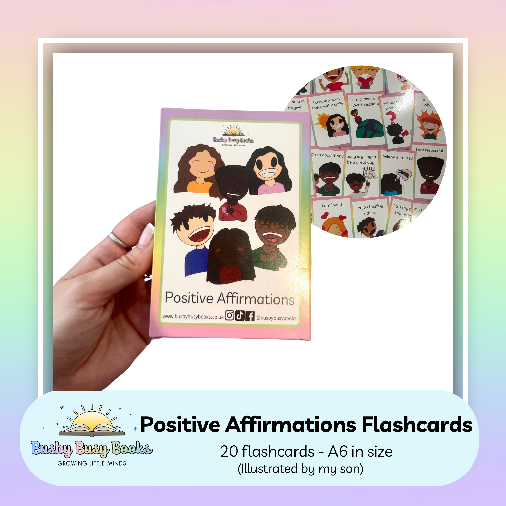 Positive Affirmations Flashcards for Kids | Busby Busy Books