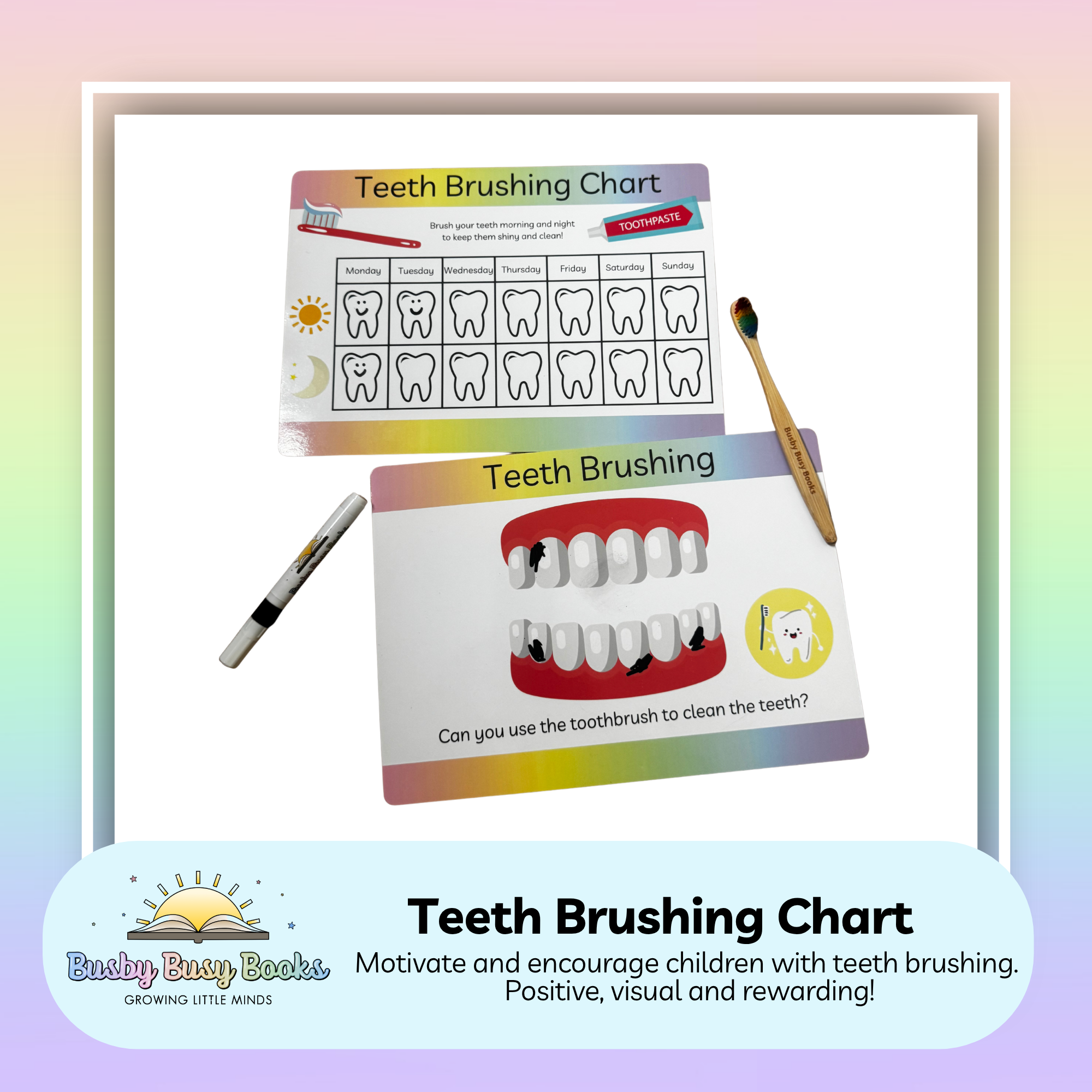 Teeth Brushing Reward Chart & Activity – Busby Busy Books
