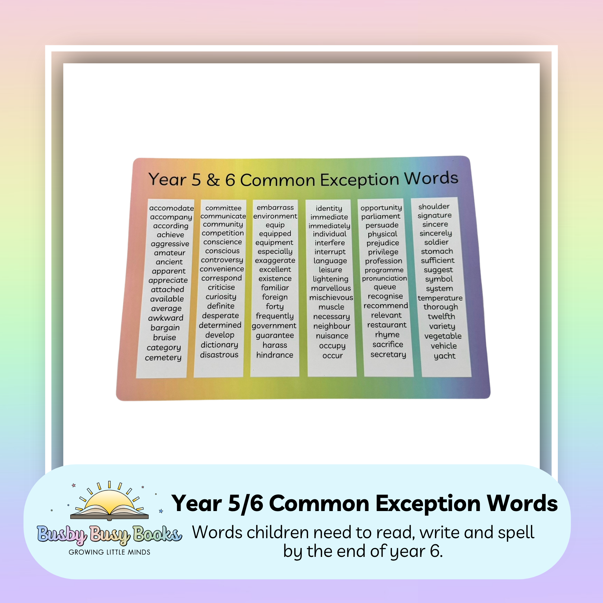 Year 5 & 6 Common Exception Words – Busby Busy Books
