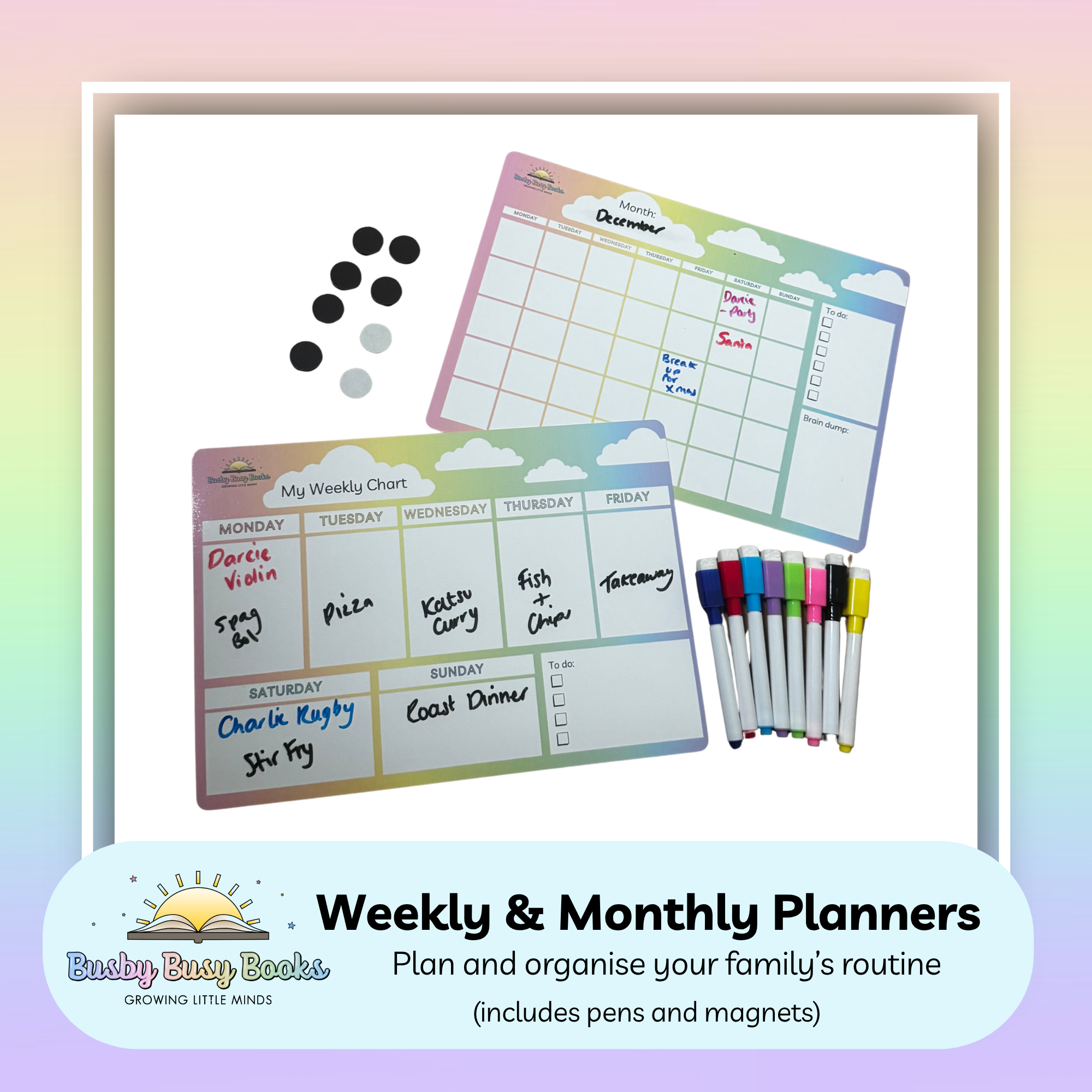 Weekly & Monthly Planner Organisation Chart – Busby Busy Books